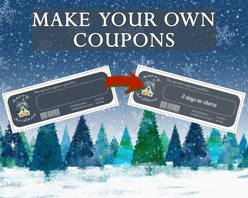 Editable Christmas Coupons Printable Christmas Vouchers Gift | Etsy