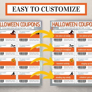 Editable Halloween Coupons, Printable Halloween Gift, Candy Coupons ...