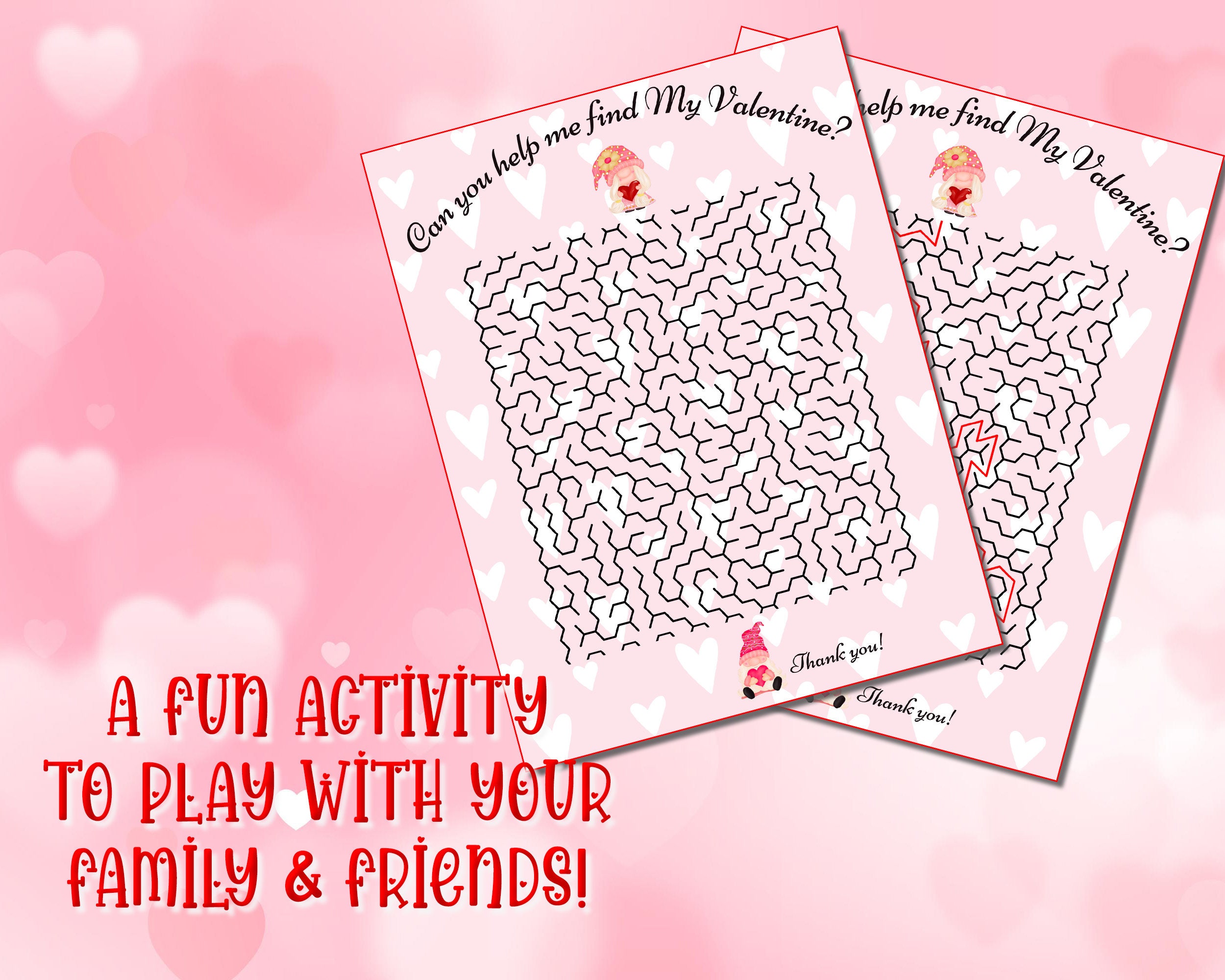 Printable Valentines Maze Game, Kids Valentine's Day Activity ...