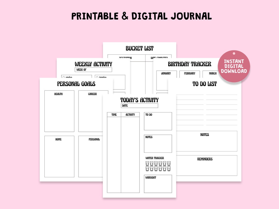 Today's Activity Journal, Digital Journal, Activity Pages, Digital ...