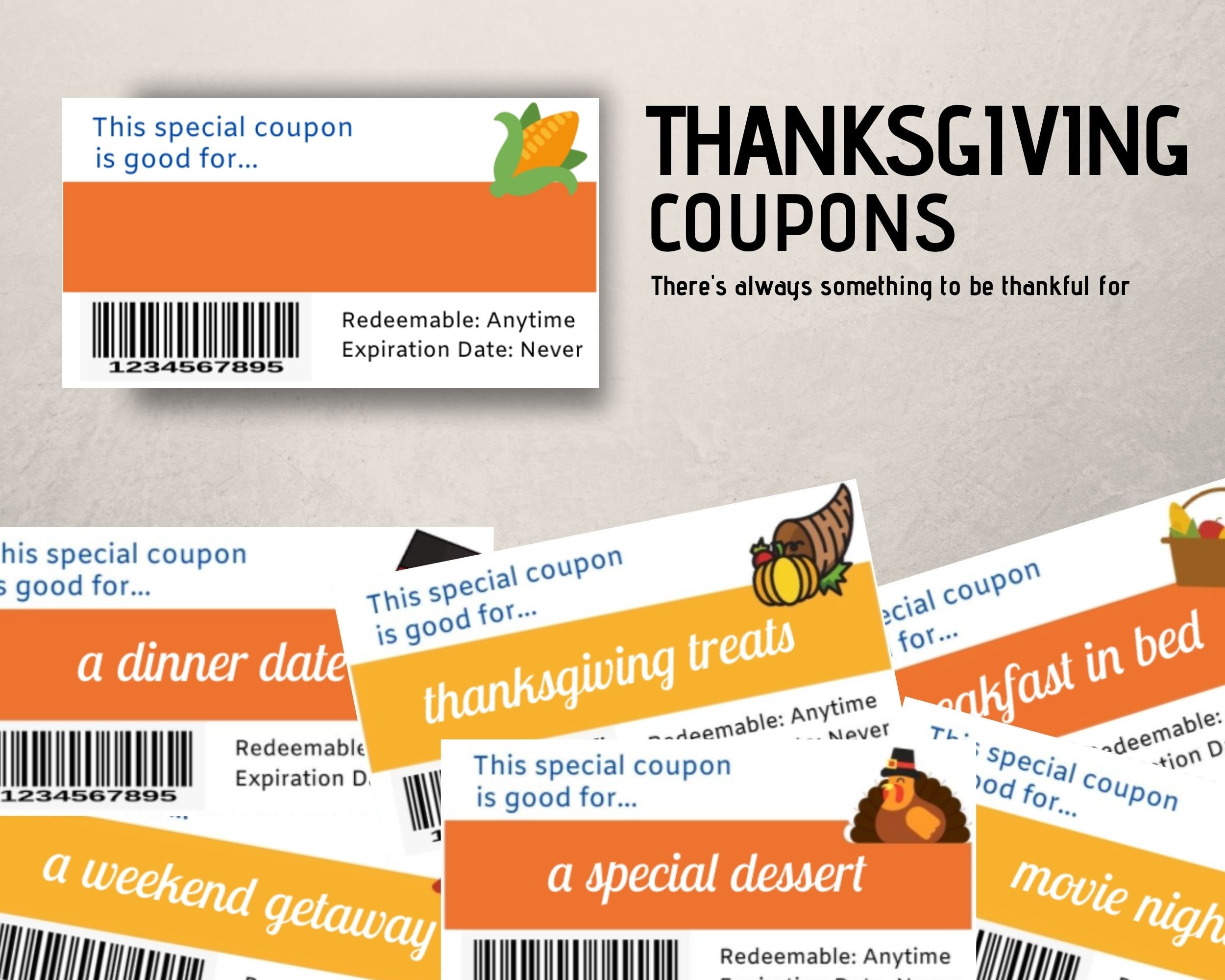 Editable Thanksgiving Coupons Thanksgiving Gift Coupons - Etsy