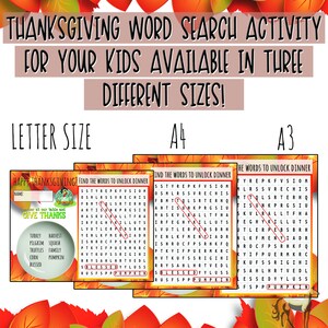Thanksgiving Word Search Placemat, Thanksgiving for Kids, Thanksgiving ...