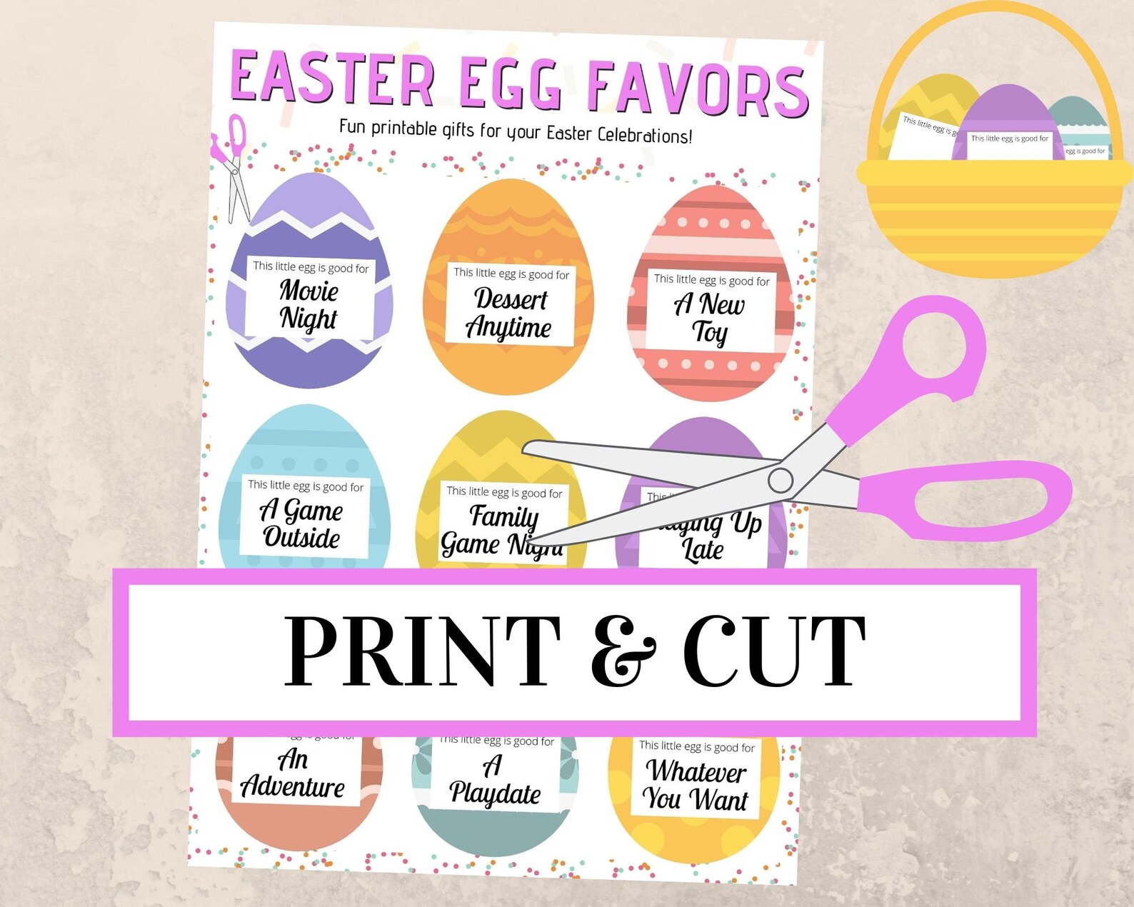 Printable Easter Gift, Easter Basket Stuffers, Easter Egg Favors ...