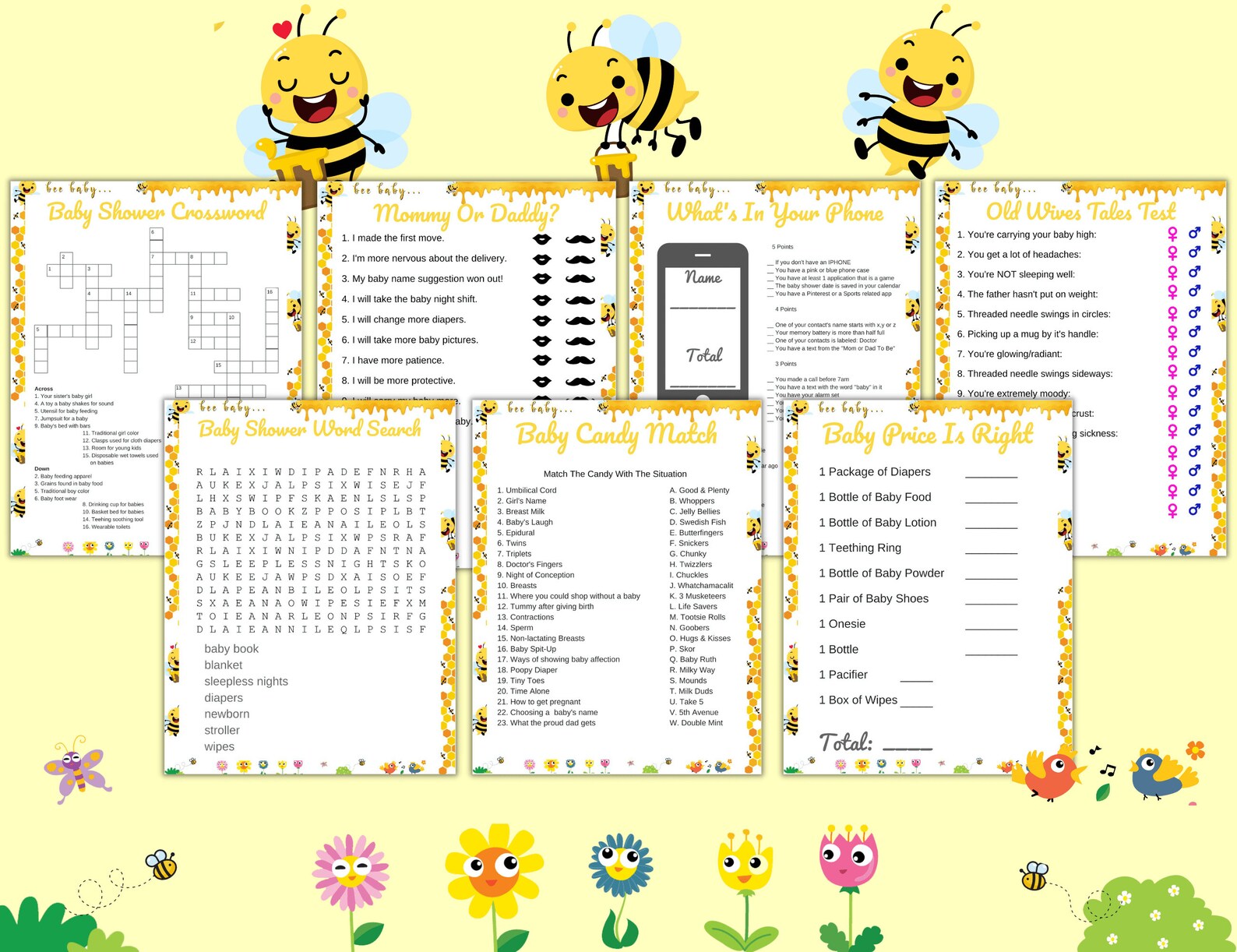Bee Baby Shower Games, Bumble Bee Baby Shower Favors, Baby Shower ...