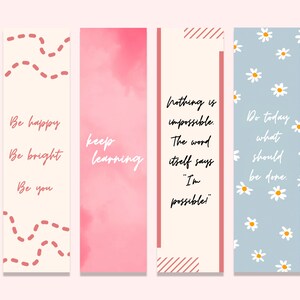Printable Inspirational Quote Bookmarks, Digital Download PDF ...