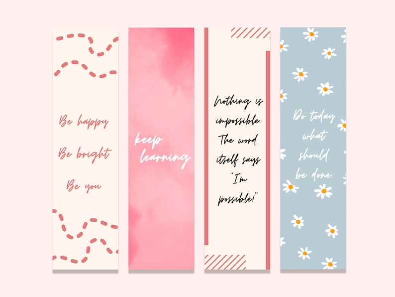 Printable Inspirational Quote Bookmarks, Digital Download PDF ...