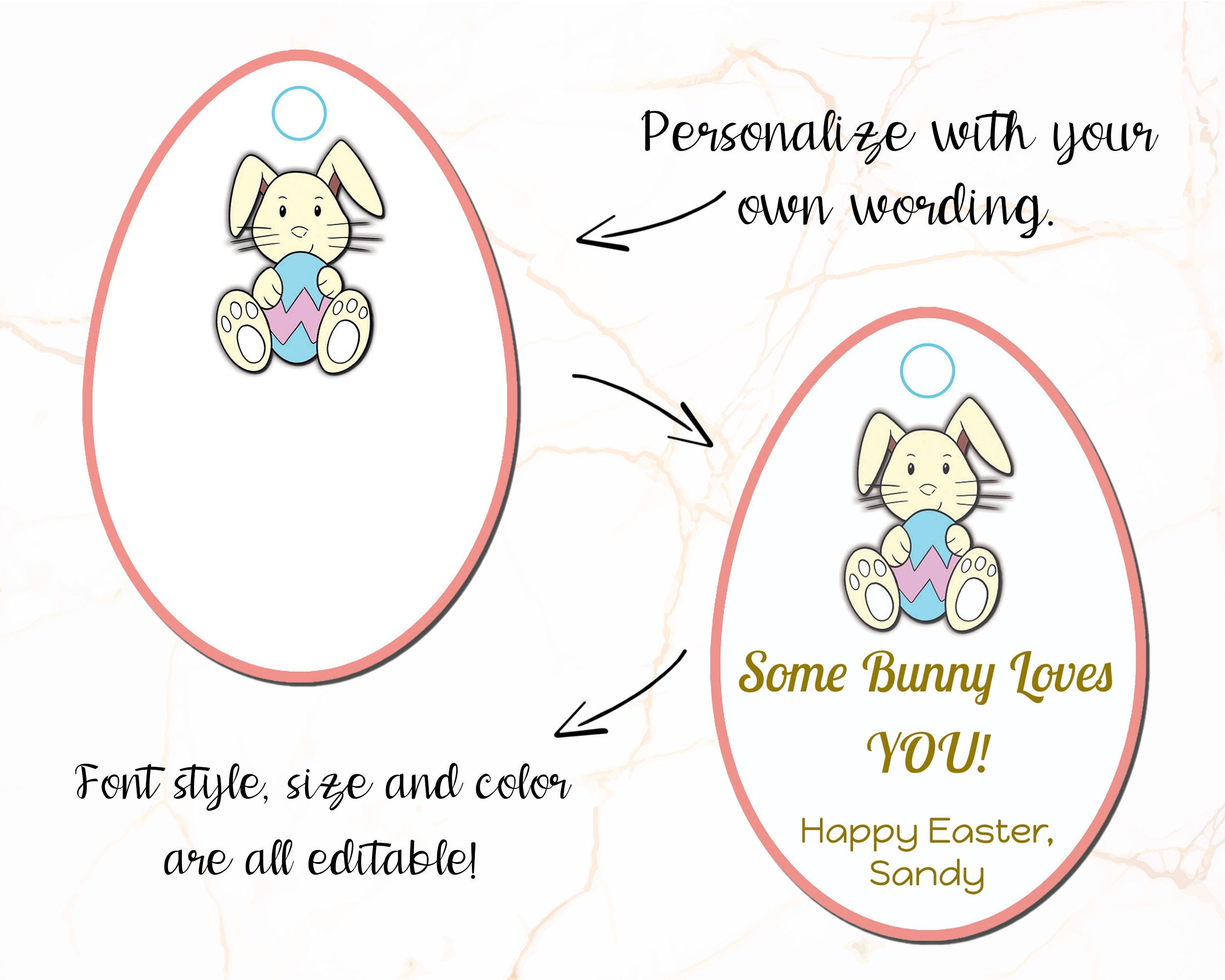 Editable Easter Basket Tags Personalized Gift Tags for - Etsy