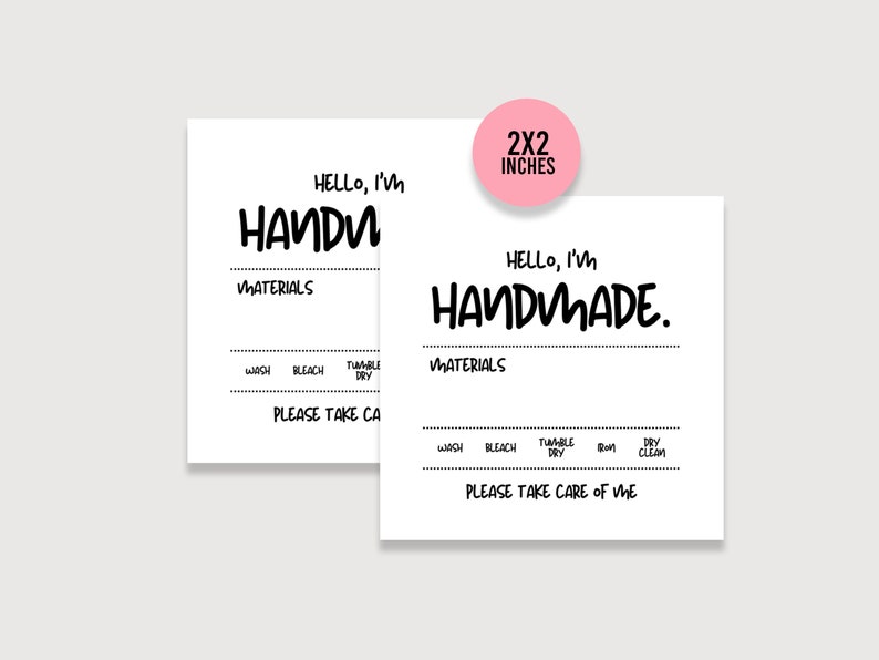 Printable Knitting and Crochet Labels, Handmade Tags, Care Labels ...