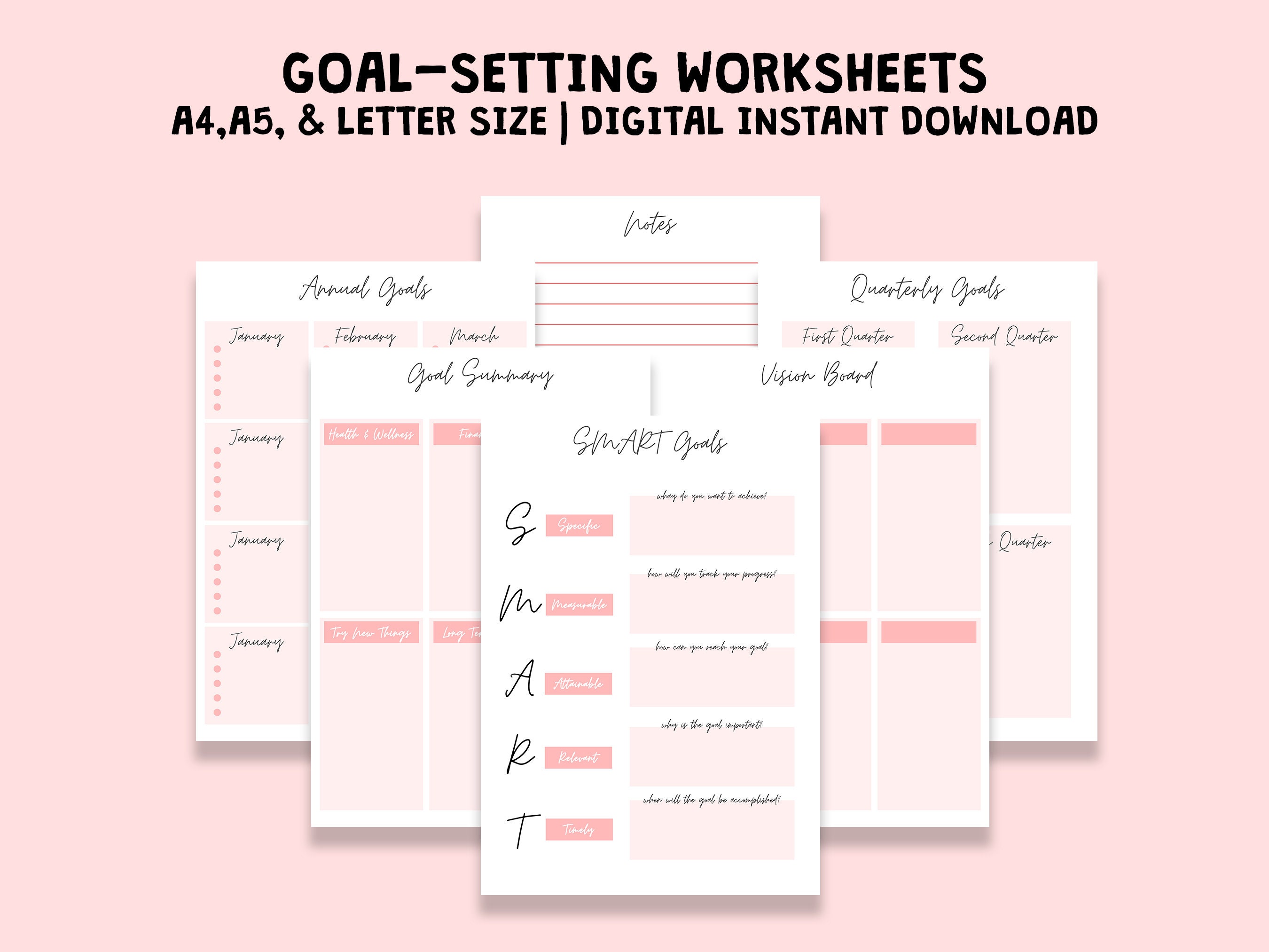 Goal-setting Worksheets for Students, Digital Download PDF, Printable ...