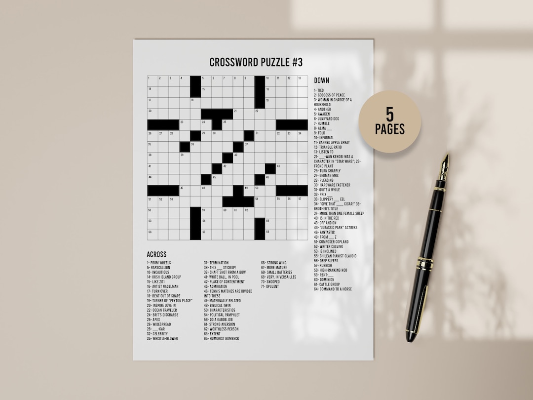 Printable Crossword Puzzle, Puzzle Game, Puzzle Template, Digital ...