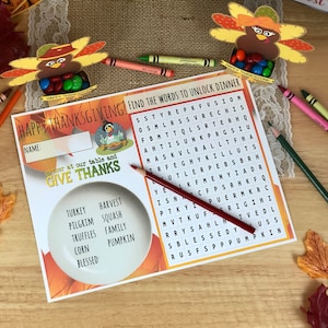 Thanksgiving Word Search Placemat, Thanksgiving for Kids, Thanksgiving ...