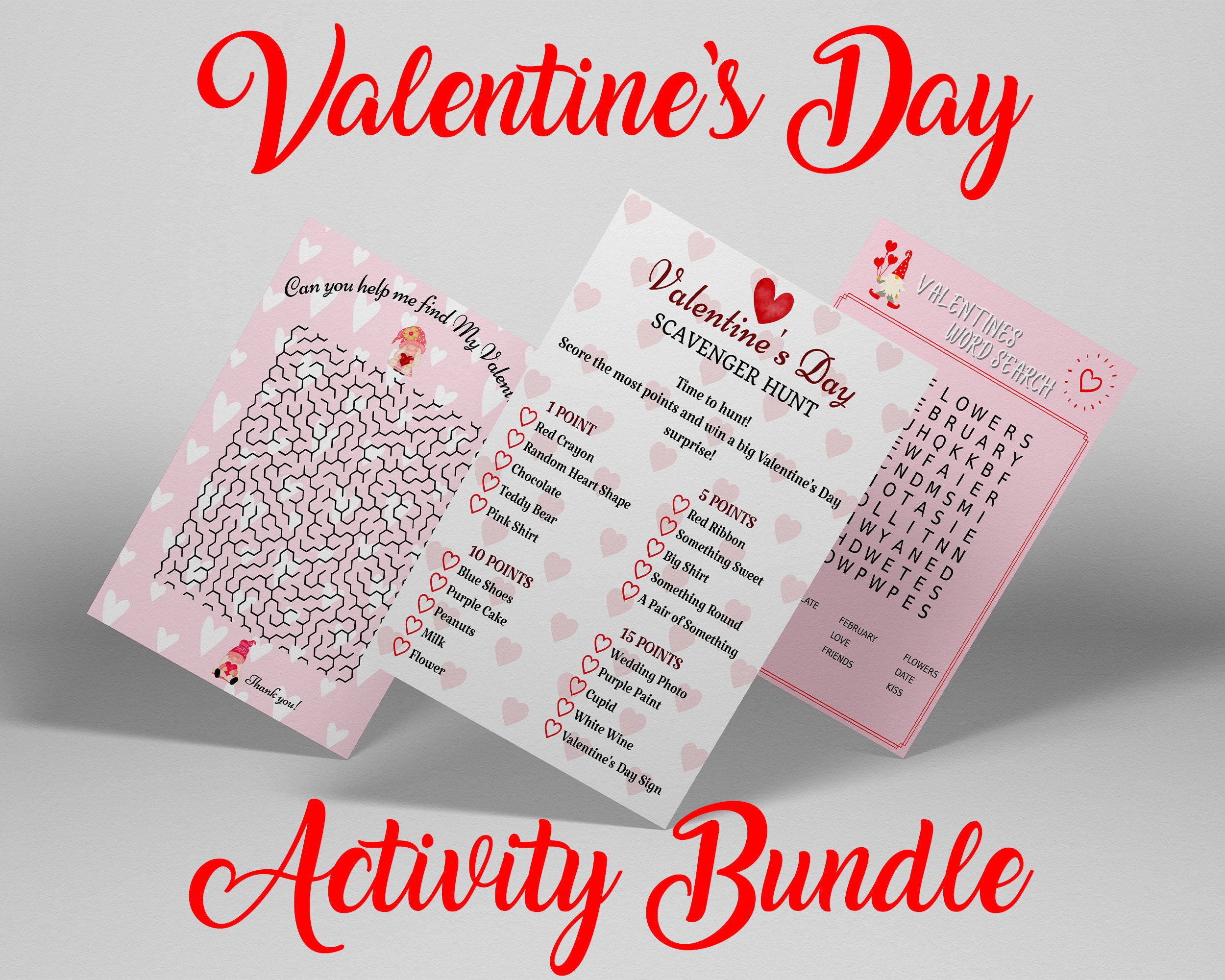 Valentine's Day Activity Bundle, Printable Valentines Day Games ...
