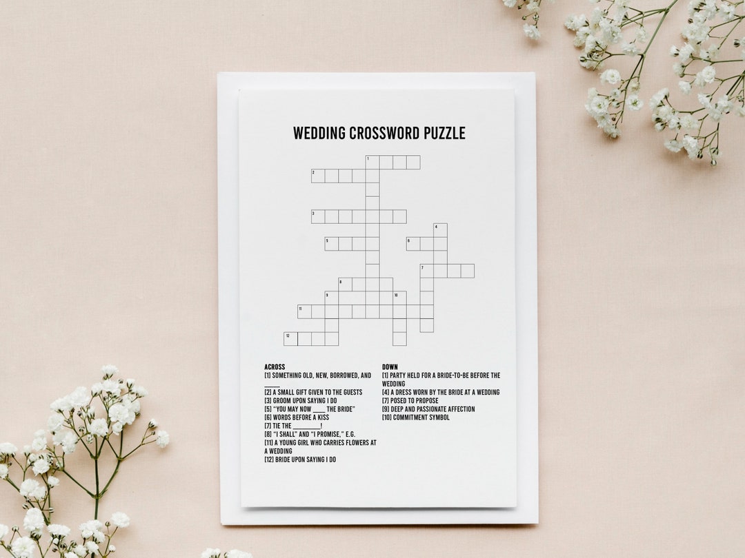 Wedding Crossword Puzzle Games, Printable Games, Wedding Game Ideas ...