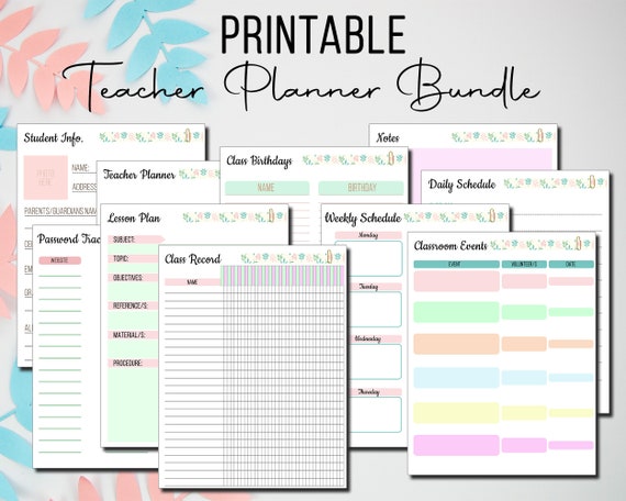 Printable Teacher Planner Bundle 10-page Teaching Planner - Etsy