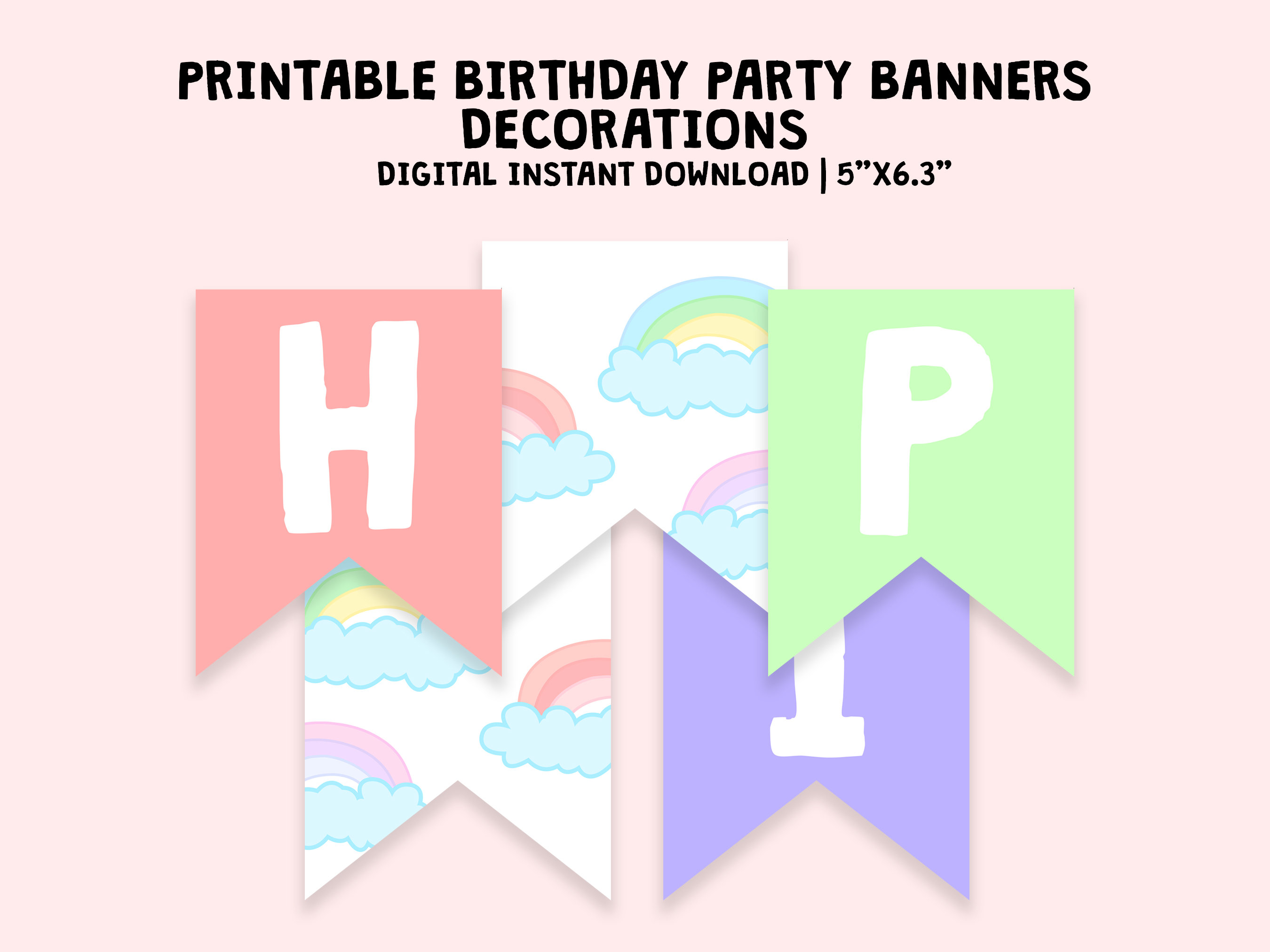Printable Birthday Banner, Birthday Decoration, Printable Banner Sign ...