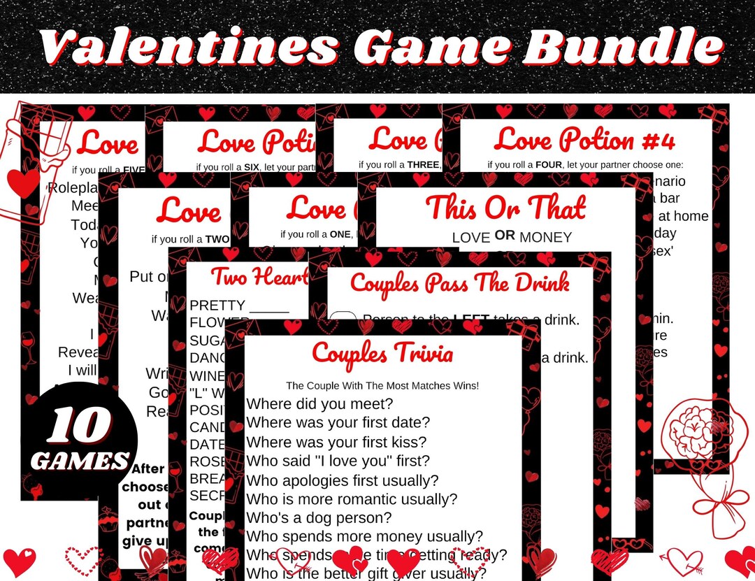 Valentines Games Printable Bundle, Valentine Party Games, Digital ...