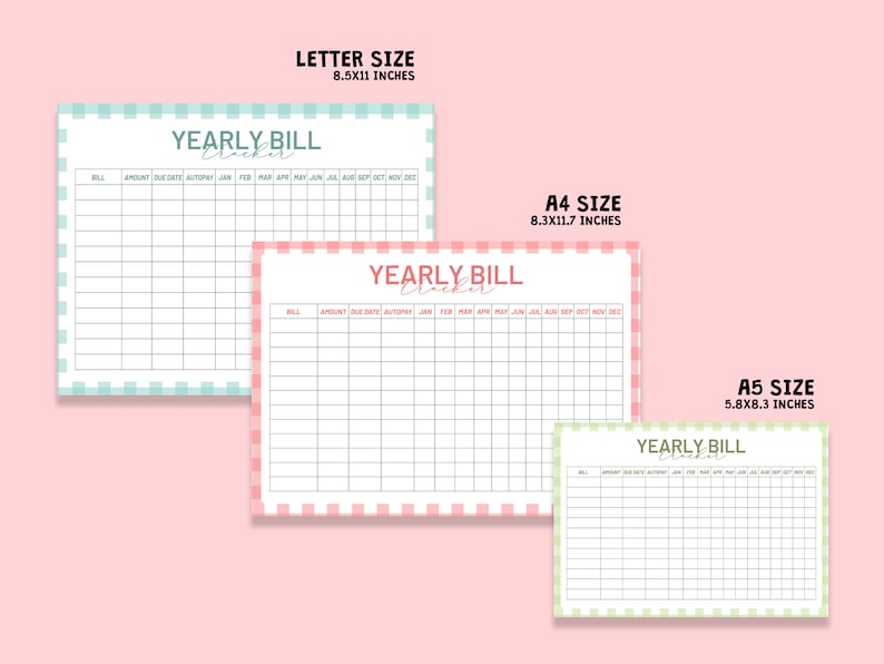 Yearly Bill Tracker, Printable Bill Tracker, Expenses Tracker, Digital ...