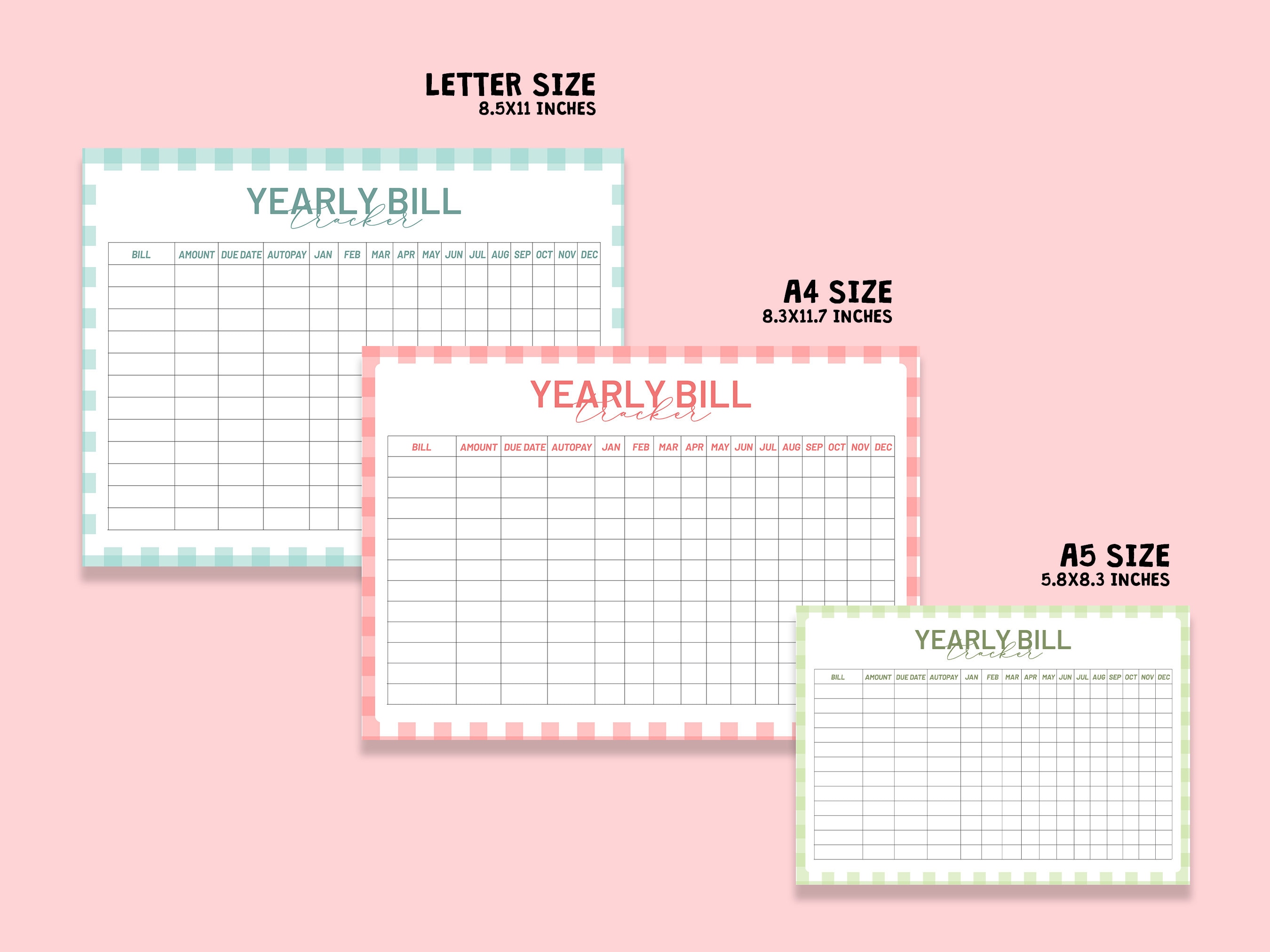 Yearly Bill Tracker, Printable Bill Tracker, Expenses Tracker, Digital ...