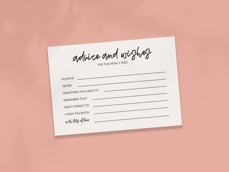 Printable Wedding Advice & Wishes Cards, Wedding Advice Cards, Wedding ...