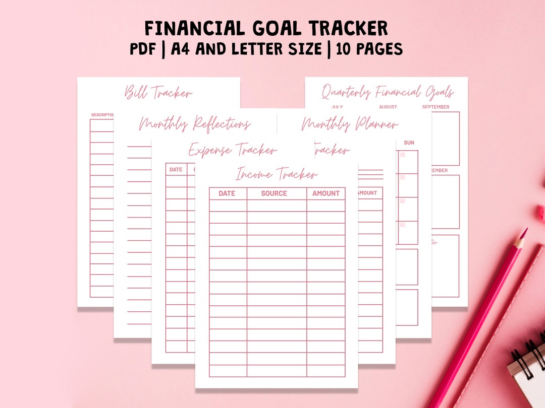 Printable Financial Goal Tracker, Digital Download PDF, Printable ...