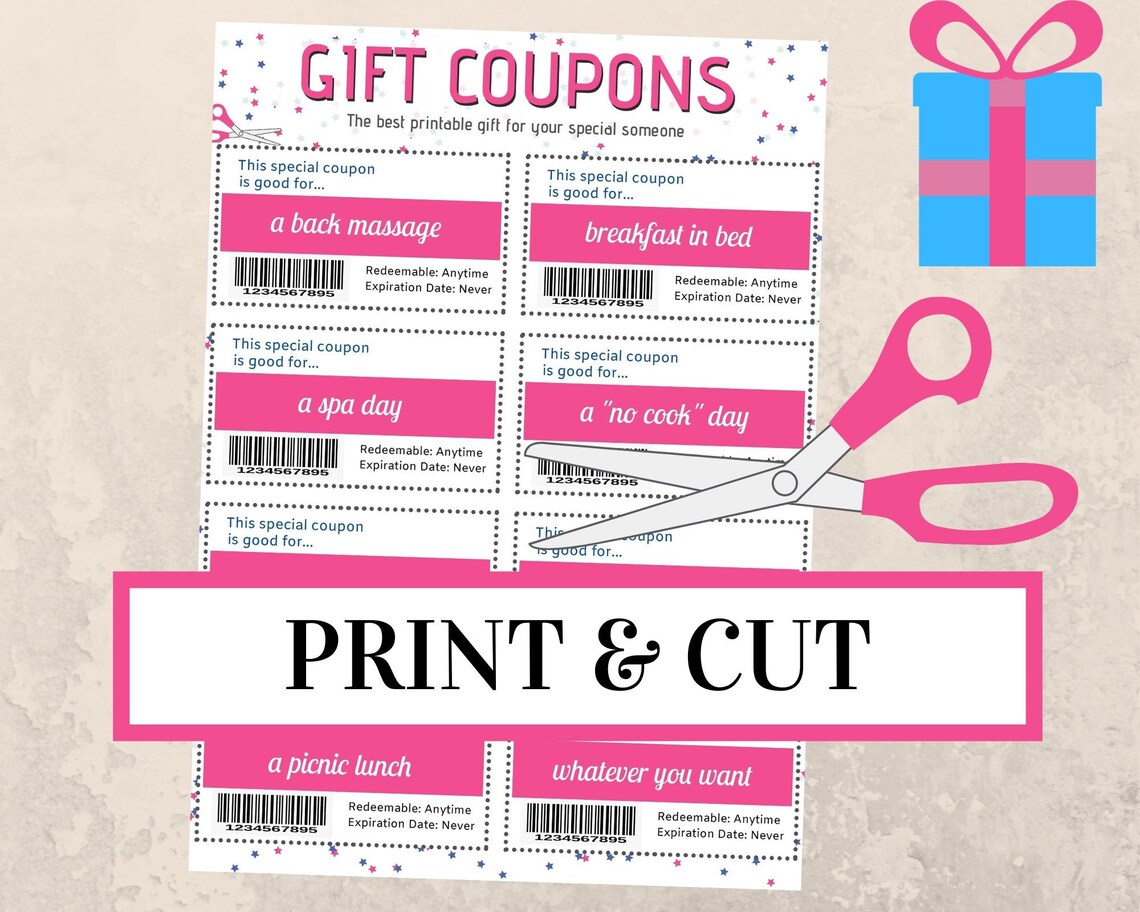 Editable Gift Coupons Printable Gift Gift Coupons PDF - Etsy