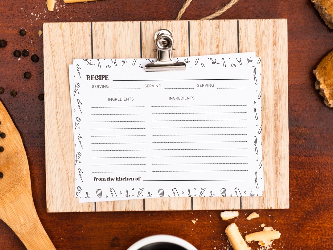 Customizable Recipe Cards, 4x6 5x7 A5 Recipe Journal, Editable ...