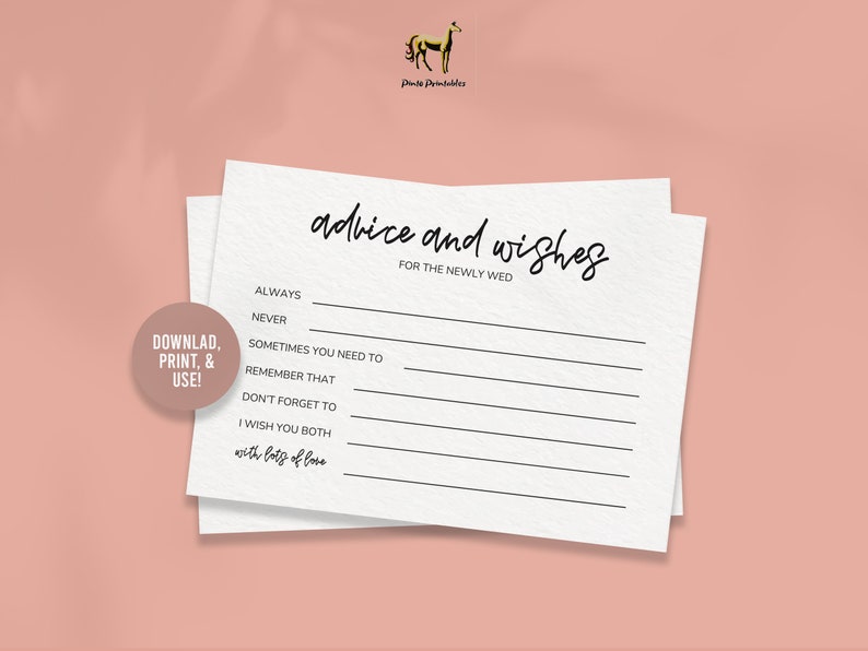 Printable Wedding Advice & Wishes Cards, Wedding Advice Cards, Wedding ...