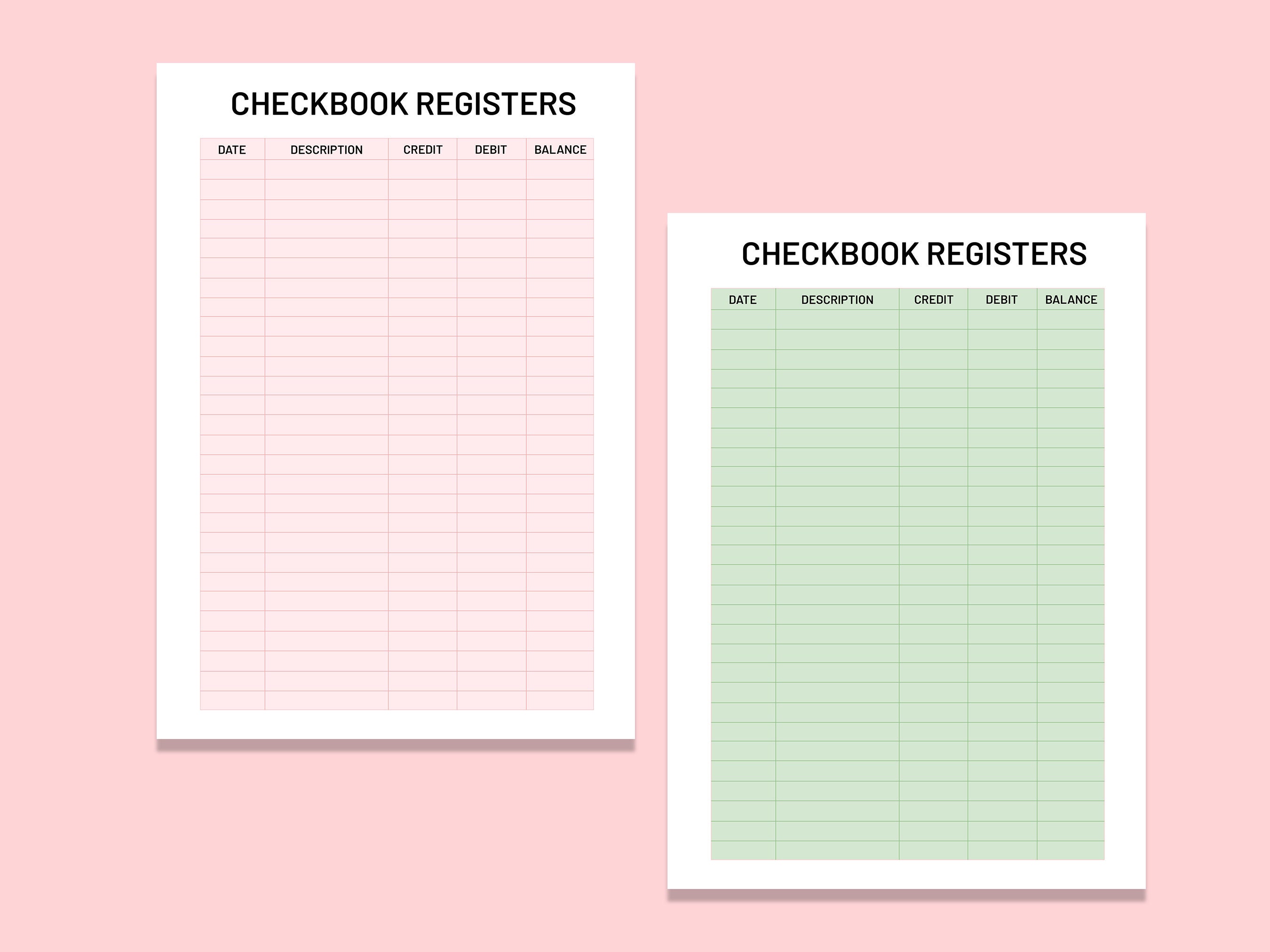 Printable Checkbook Registers Tracker Printable Digital - Etsy