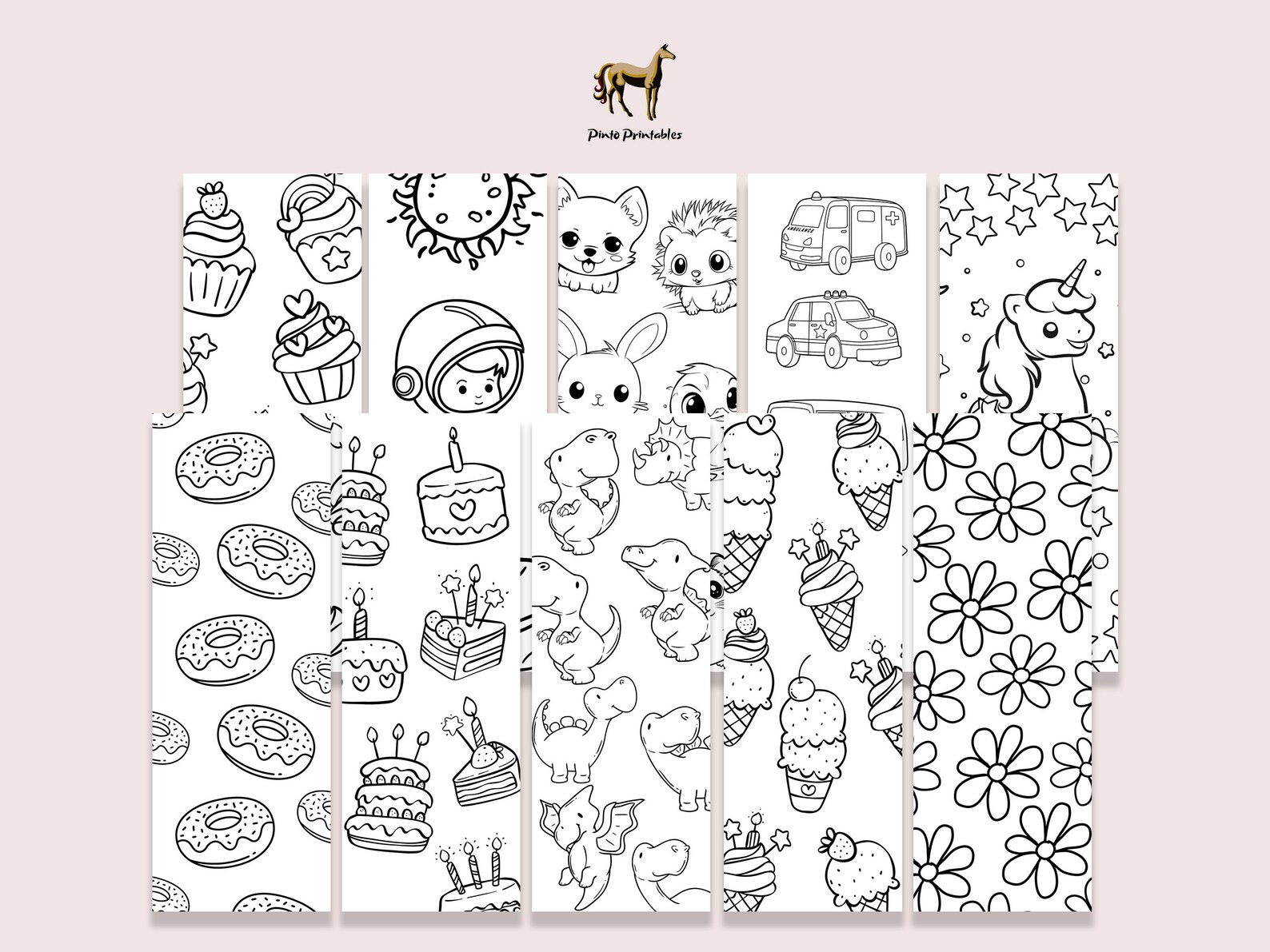 Printable Coloring Bookmark for Kids, Bookmark Set, Bookmarks to Print ...