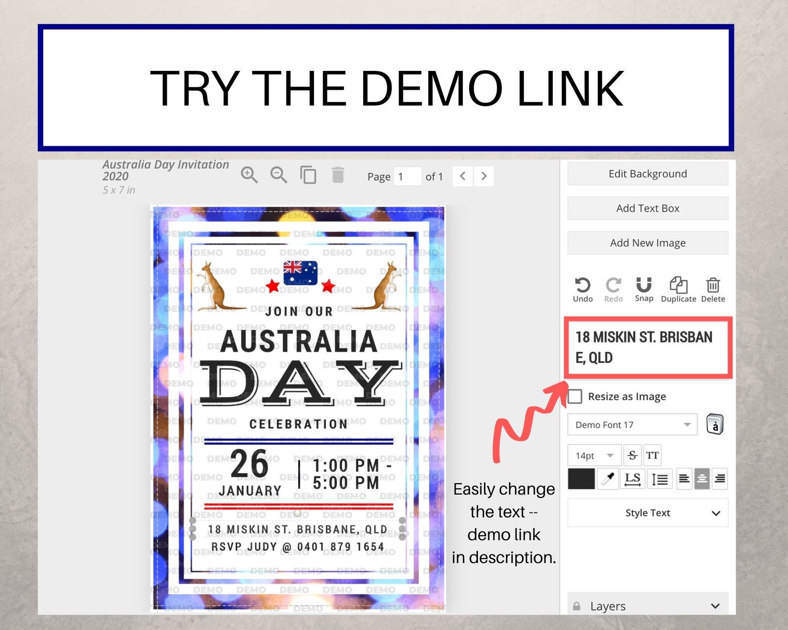 Australia Day Invitation, Australia Day Invite, Editable Australia Day ...