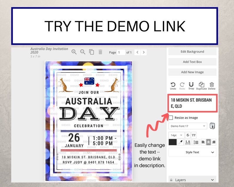 Australia Day Invitation, Australia Day Invite, Editable Australia Day ...