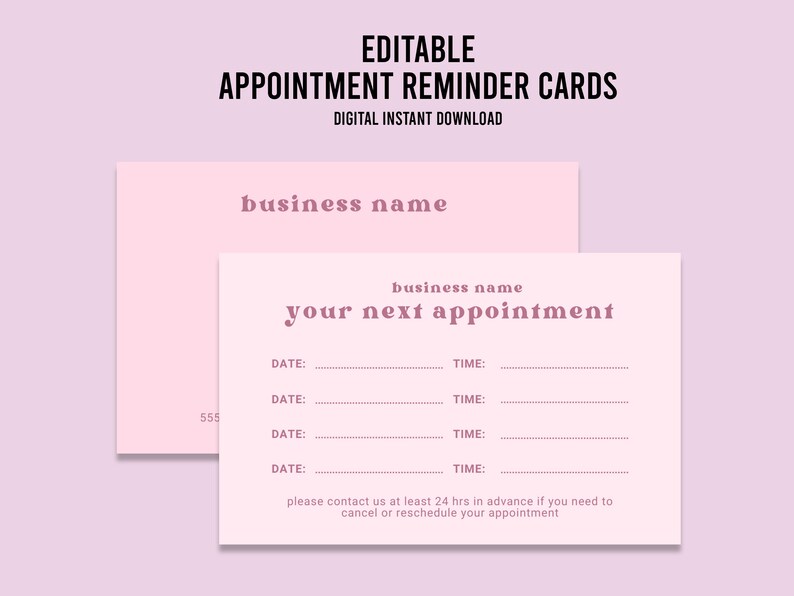Editable Appointment Reminder Card, Appointment Planner, Modern ...