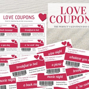 Editable Love Coupons Valentines Day Coupons Valentines Day - Etsy