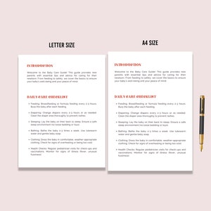 Printable Baby Care Guide, New Born Baby Guide Template, First-time Mom ...