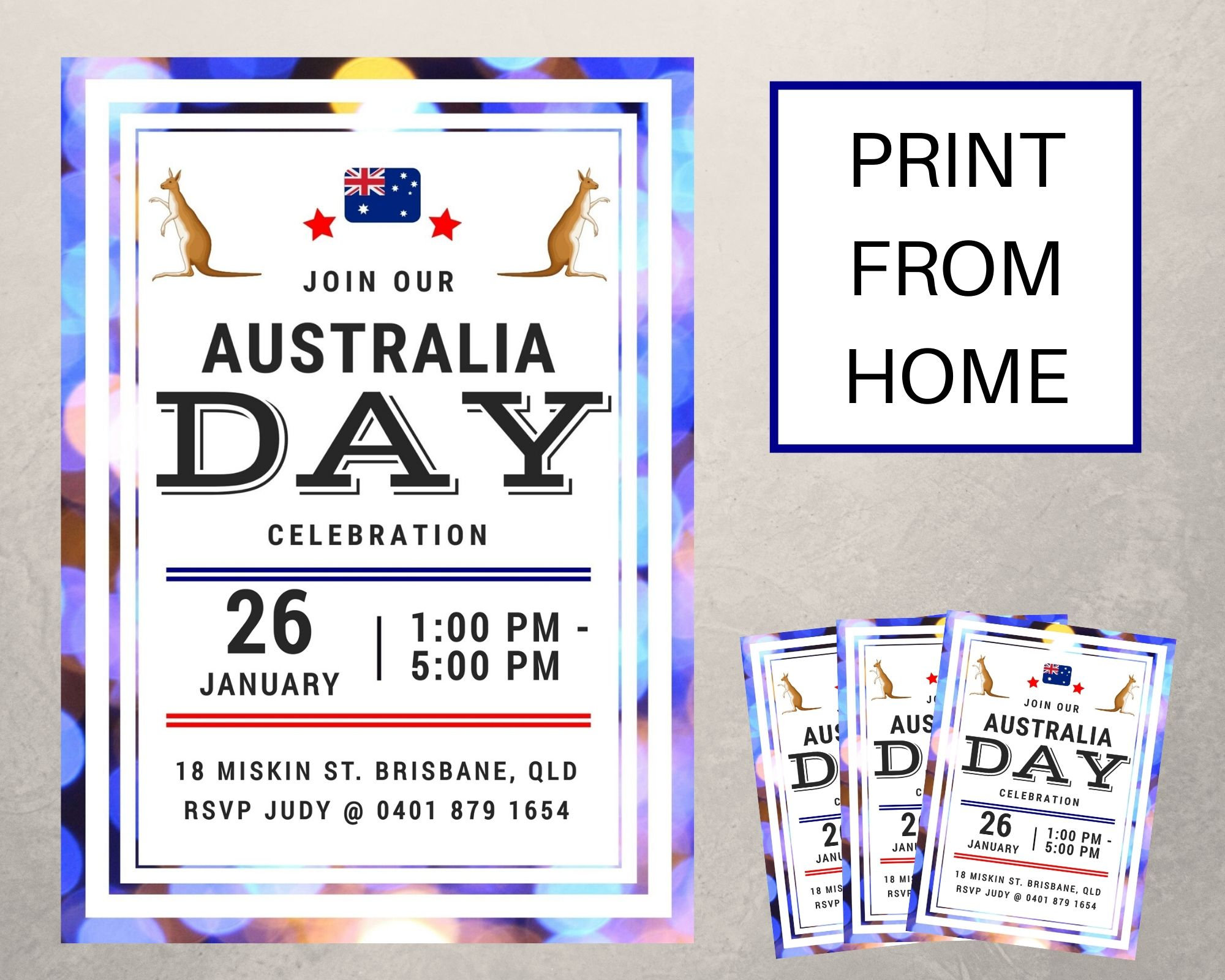 Australia Day Invitation, Australia Day Invite, Editable Australia Day ...