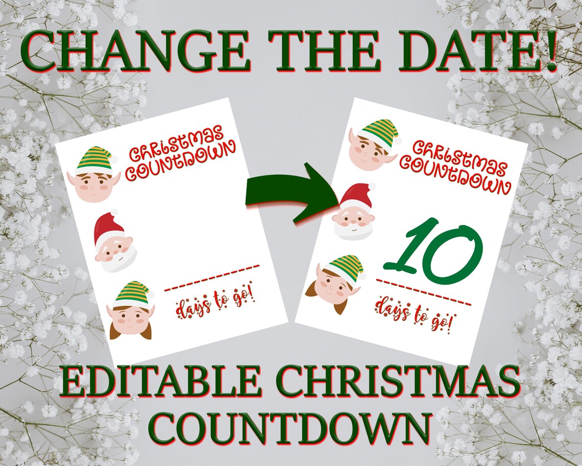 Editable Christmas Countdown Calendar Pages Countdown to - Etsy
