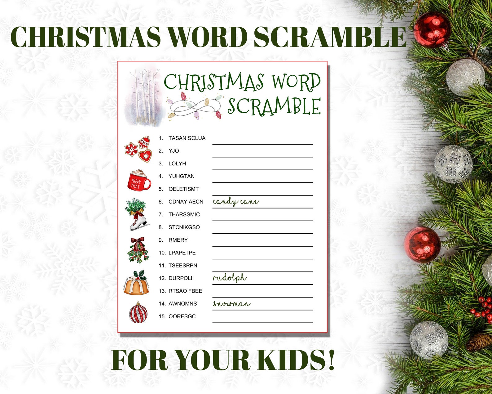Christmas Word Scramble, Christmas Game Printable, Printable Christmas ...