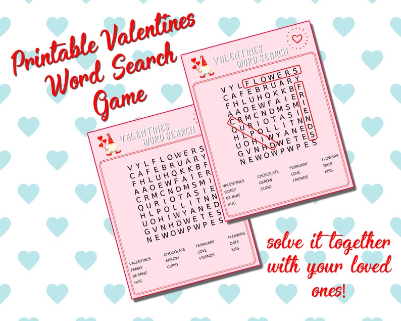 Valentines Day Word Search, Valentines Day Printable Game, Digital ...