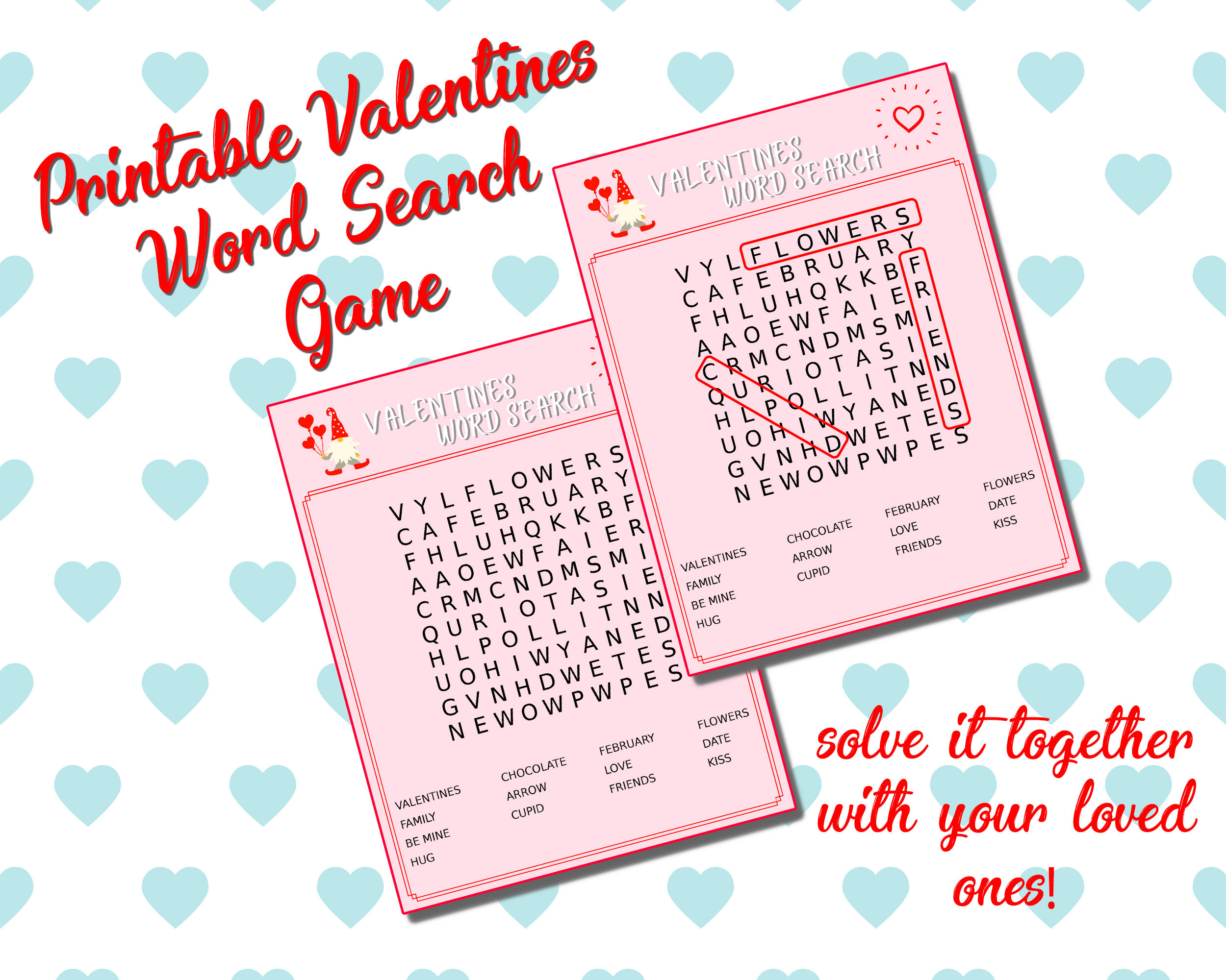 Valentines Day Word Search, Valentines Day Printable Game, Digital ...
