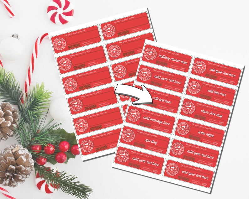 Editable Christmas Coupons, Printable Christmas Vouchers Gift ...
