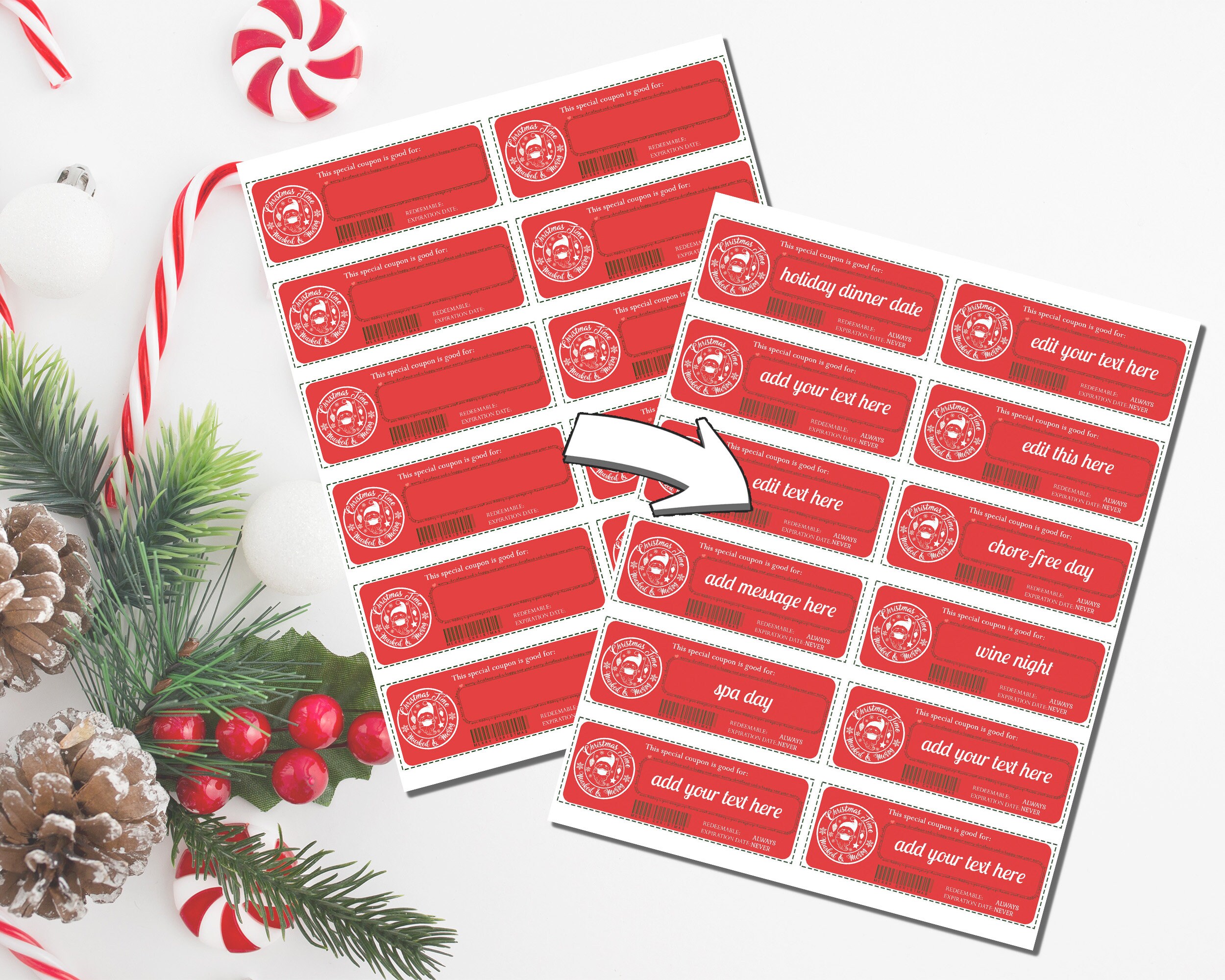 Editable Christmas Coupons, Printable Christmas Vouchers Gift ...