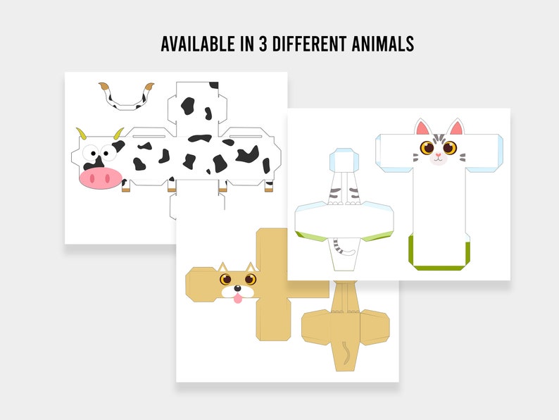 Printable DIY Paper Animal Toys, Paper Toys Template, Printable Origami ...