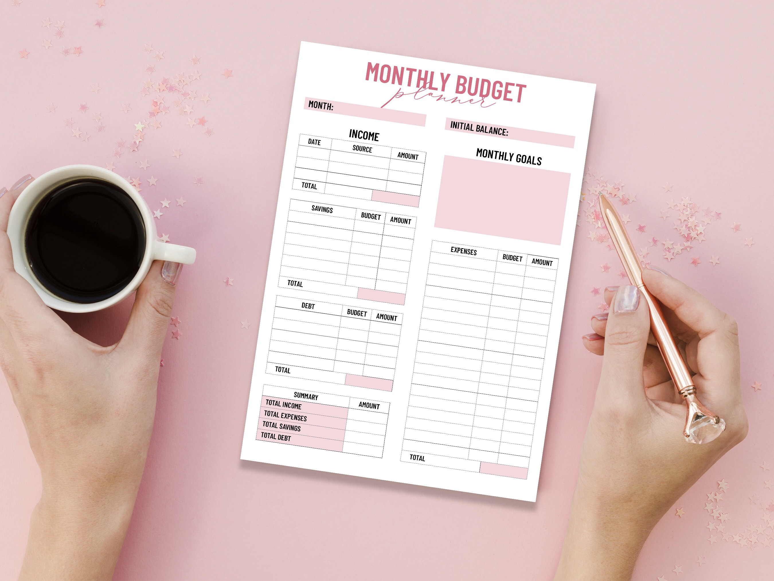 Monthly Budget Planner Printable Monthly Budget Tracker - Etsy
