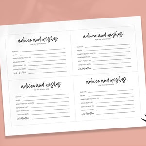 Printable Wedding Advice & Wishes Cards, Wedding Advice Cards, Wedding ...