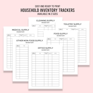 Household Inventory Trackers, Printable Inventory List, Home Supplies ...