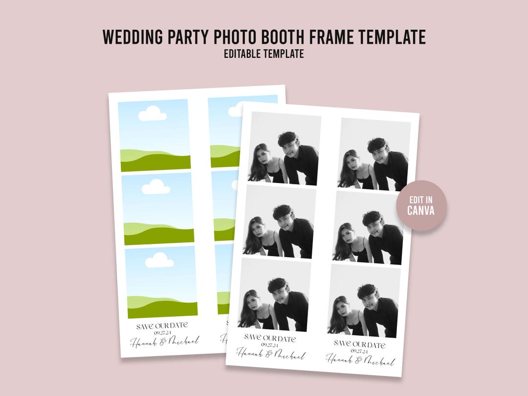 Wedding Party Photo Booth Frame Template, 4x6 Photo Booth Cards ...