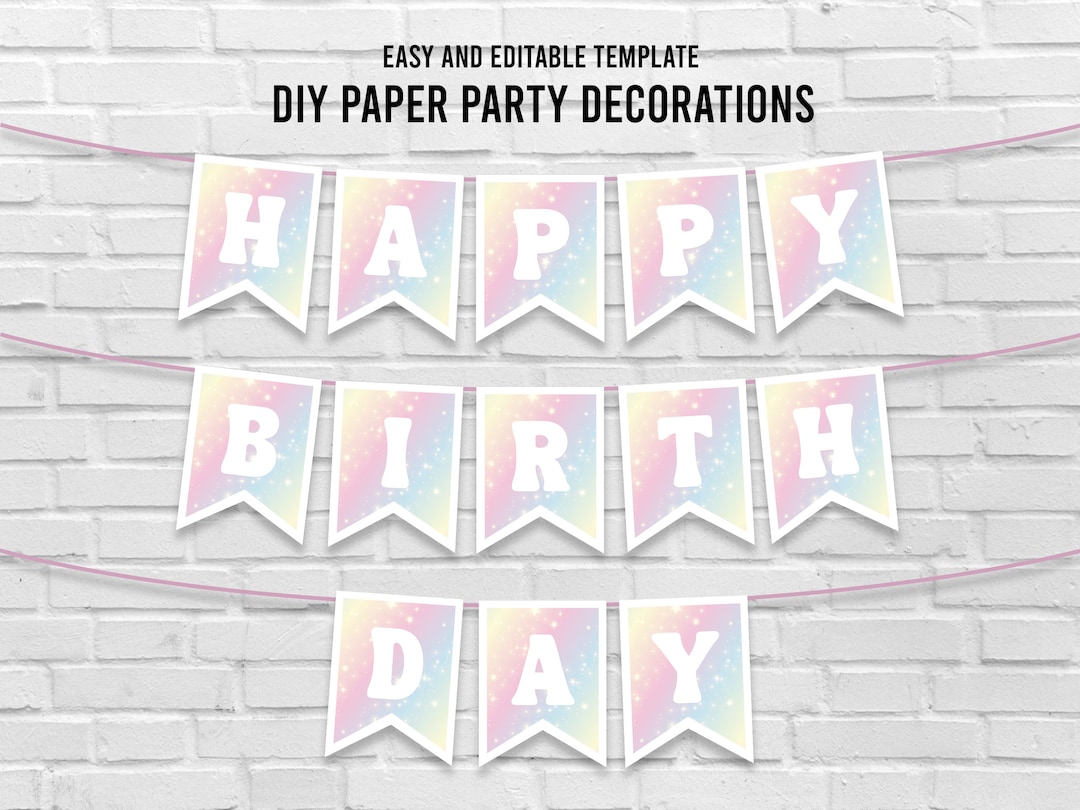 Custom Paper Party Decorations, Printable Paper Garland Template, Wall ...