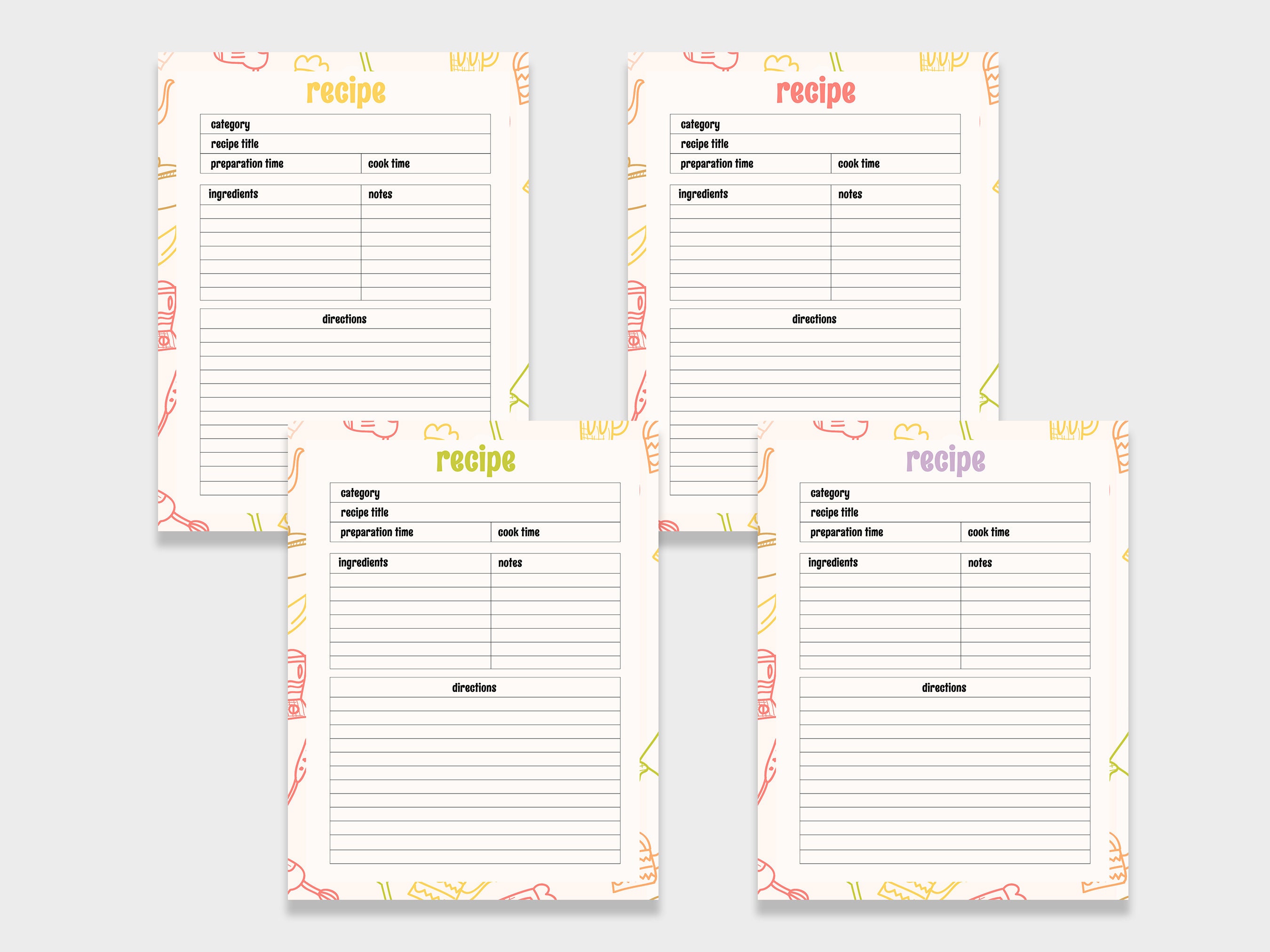 Printable Recipe Binder Pages Recipe Book Template Printable - Etsy