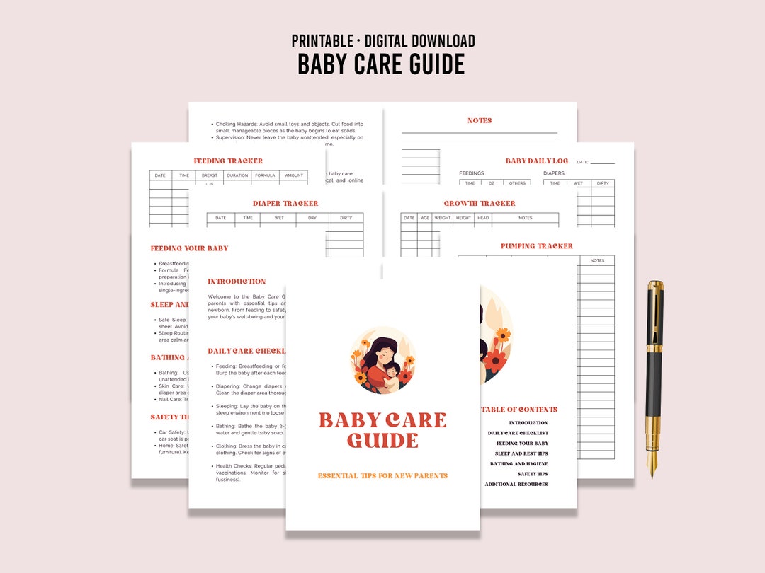 Printable Baby Care Guide, New Born Baby Guide Template, First-time Mom ...