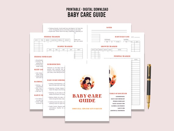 Printable Baby Care Chart Babysitting Vector Infographic Template.